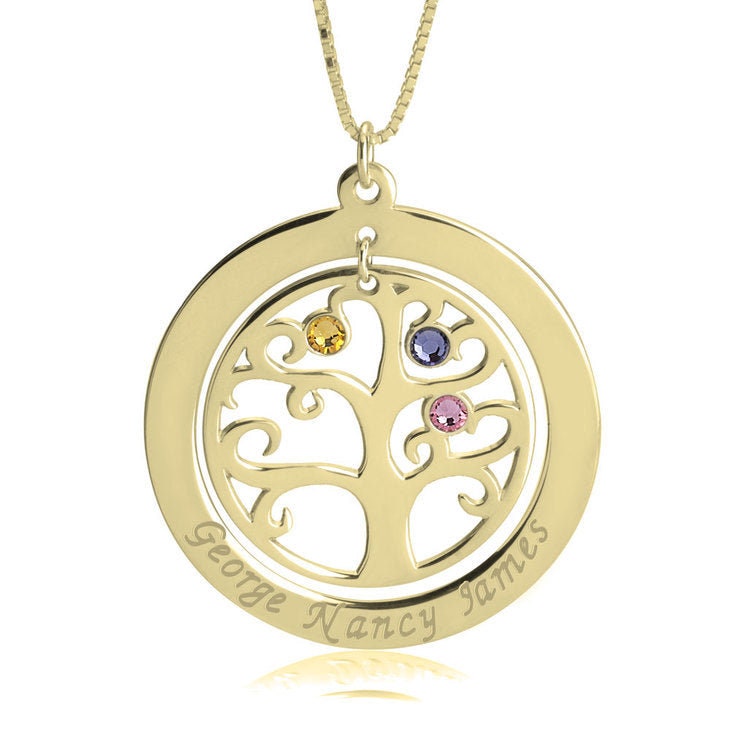 Gold Family Tree Necklace Family Tree Necklace With - Etsy