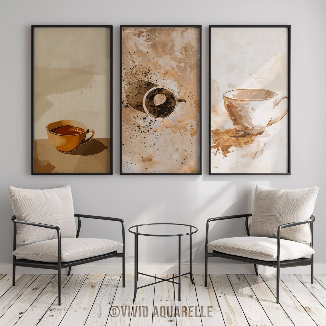 Teacup Minimalist Impasto Wall Art, Modern Contemporary Wall Arts, Boho ...