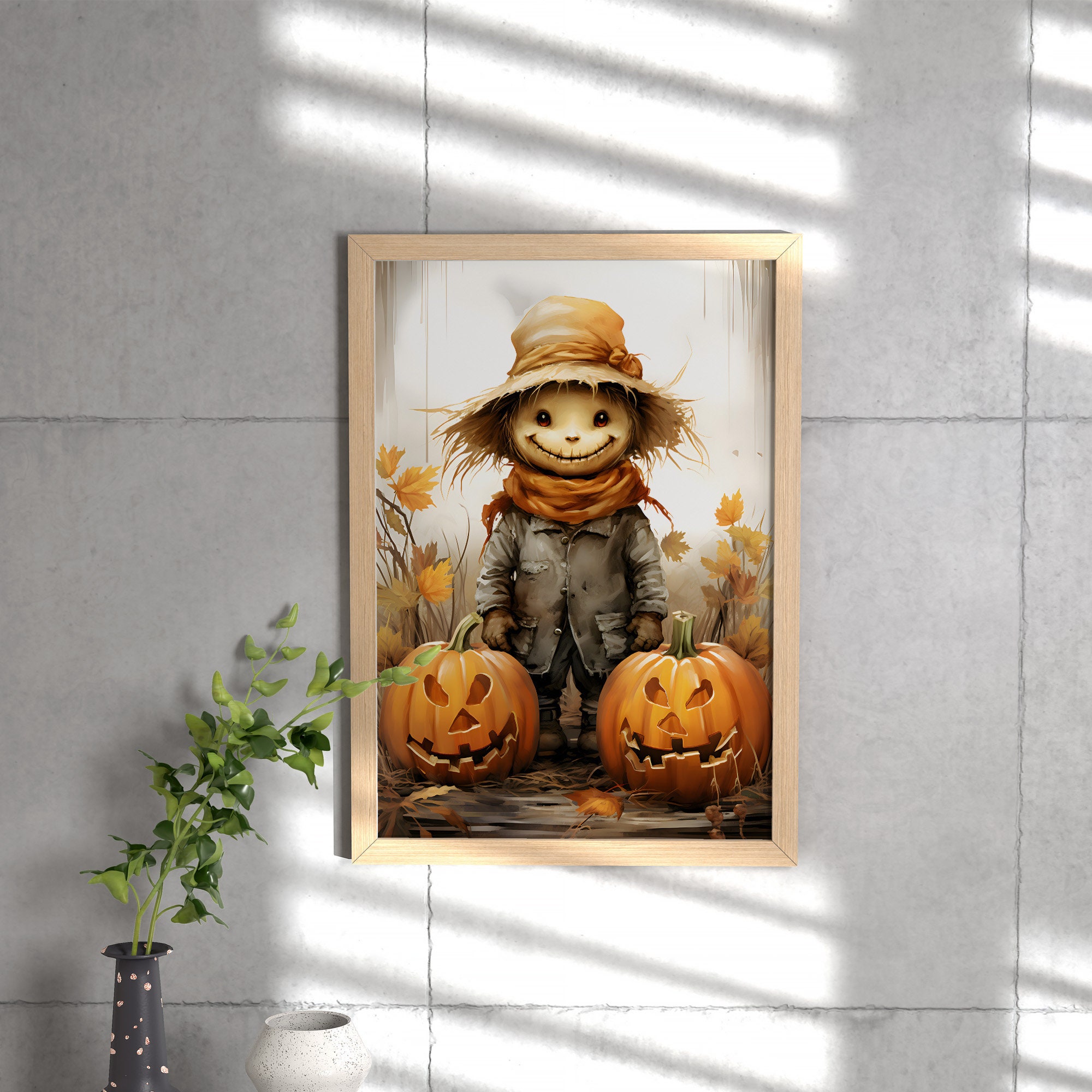 Watercolor Scarecrow Wall Art Fall Decor Harvest Painting Rustic Home ...