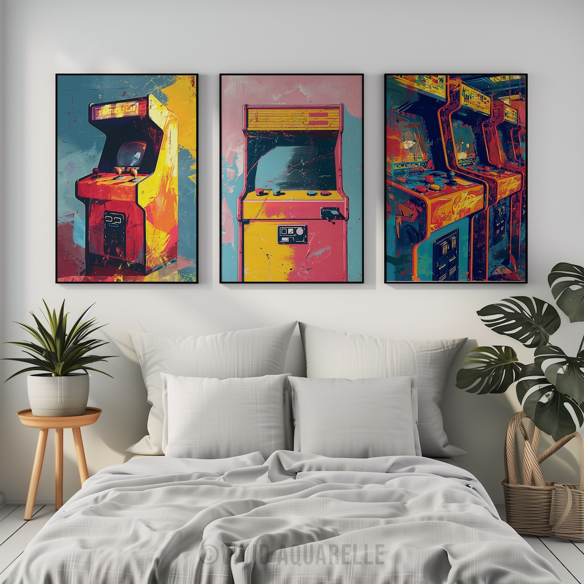 Retro Arcade Wall Art, Impasto Painting, Gaming Decor, Gamer Room Decor ...