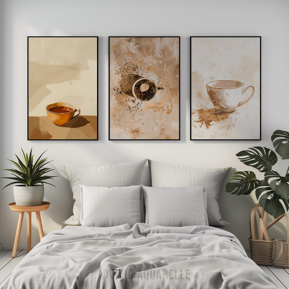 Teacup Minimalist Impasto Wall Art, Modern Contemporary Wall Arts, Boho ...