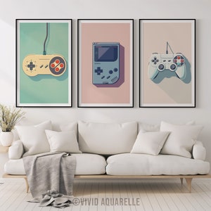 Retro Gamepad Art Prints: Minimalist Vintage Gamer Decor (set of 3 ...