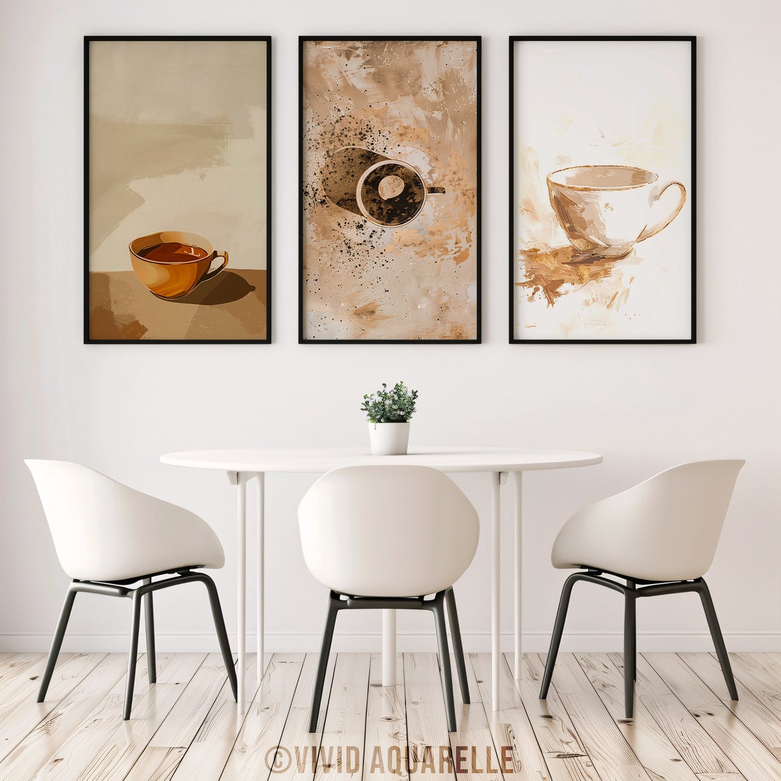 Teacup Minimalist Impasto Wall Art, Modern Contemporary Wall Arts, Boho ...