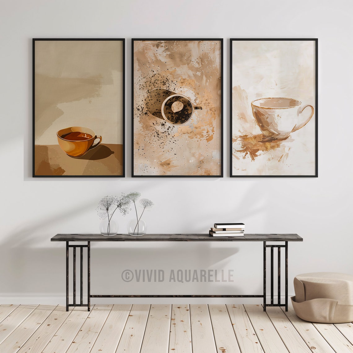 Teacup Minimalist Impasto Wall Art, Modern Contemporary Wall Arts, Boho ...