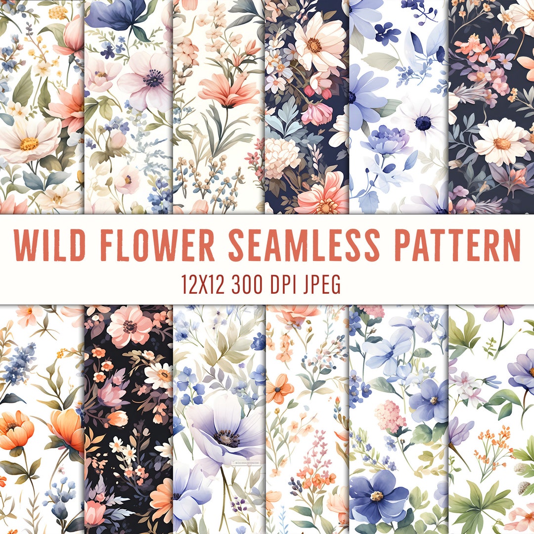 Wildflower Watercolor Tumbler Wrap: Seamless Floral Pattern (digital ...