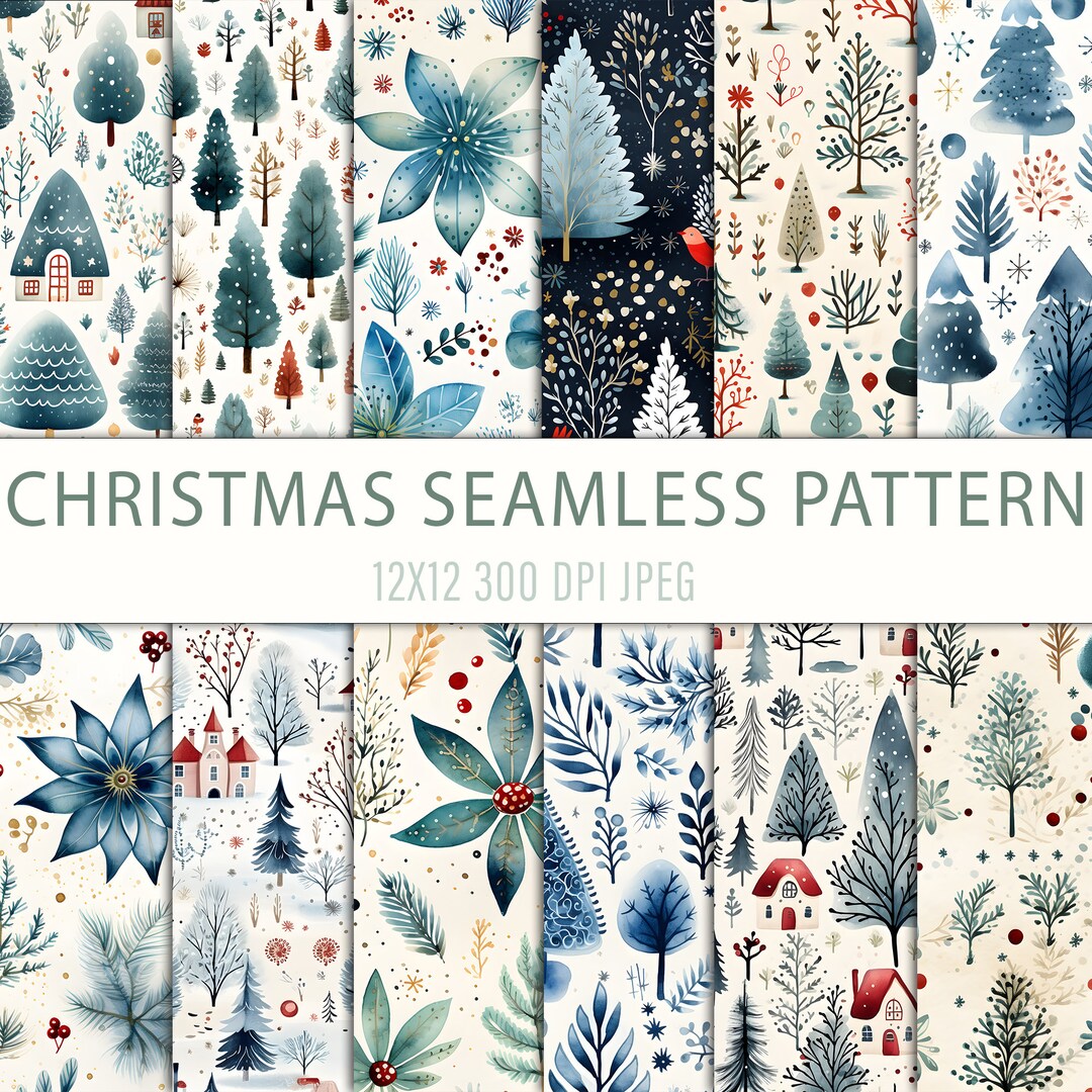 Watercolor Christmas Seamless Pattern: Minimalist Digital Paper ...