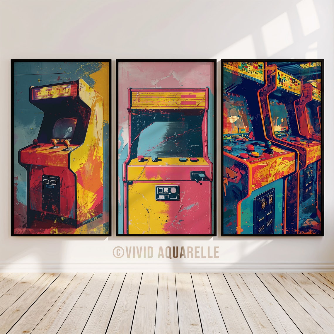 Retro Arcade Wall Art, Impasto Painting, Gaming Decor, Gamer Room Decor ...