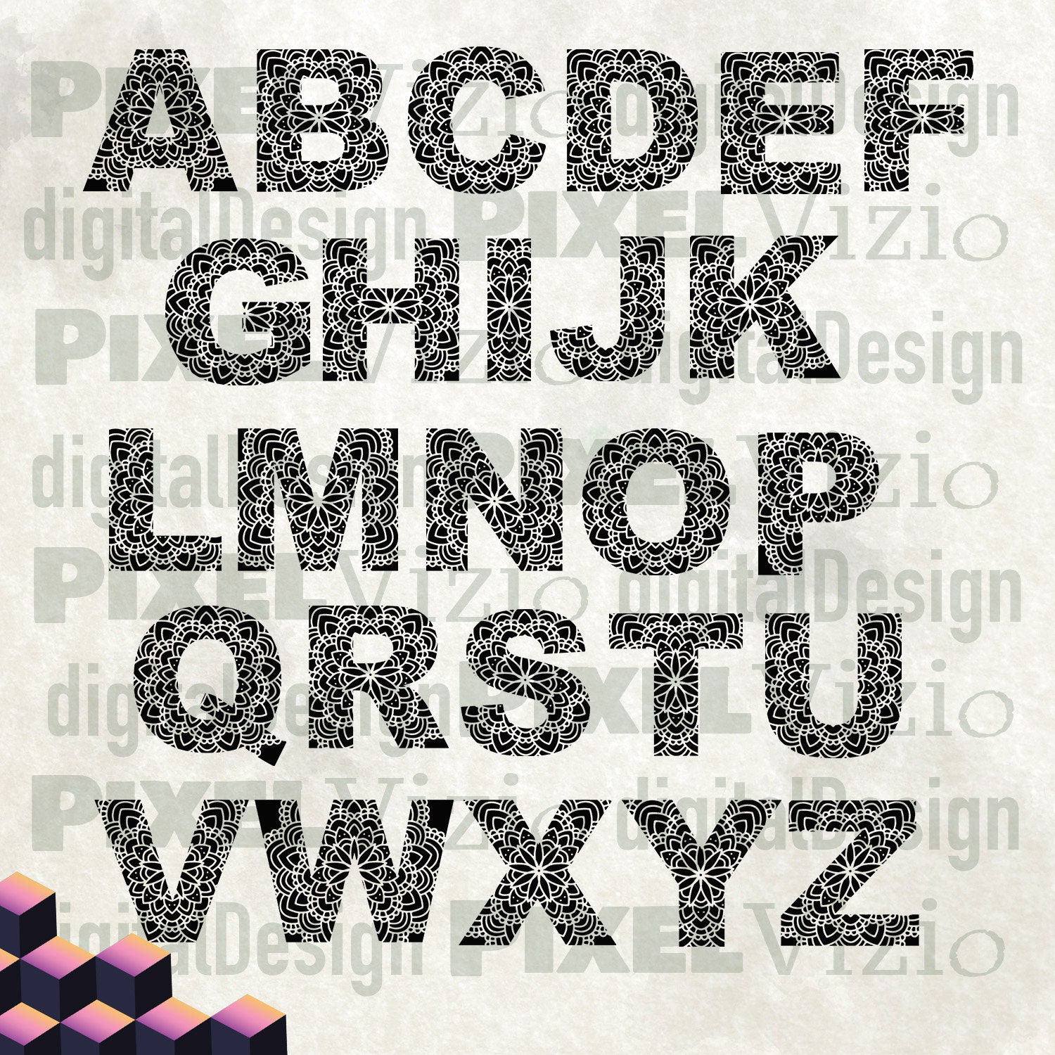 Mandala PNG Alphabet Mandala 5in1 Pack, Mandala Letters, Alphabet ...