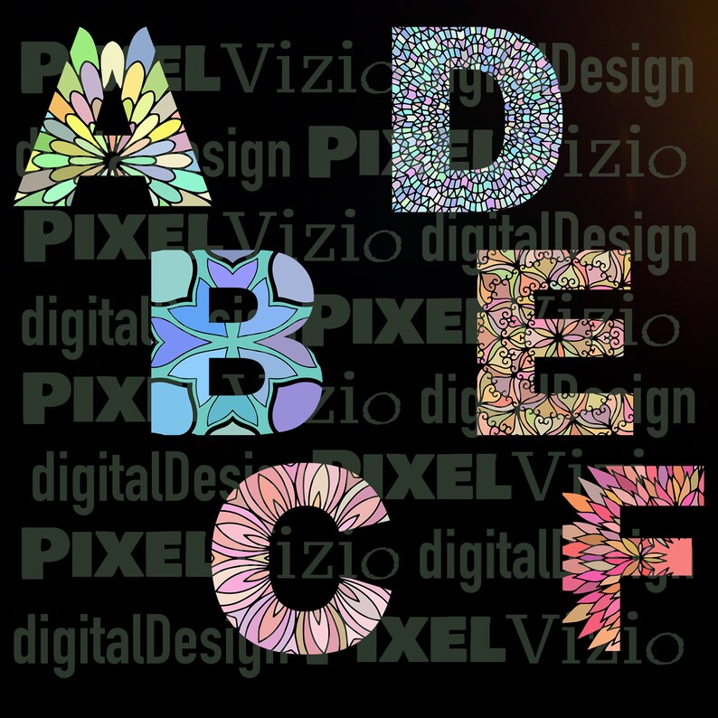 Mandala PNG Alphabet Mandala 26 Unique Shapes , Mandala Letters ...