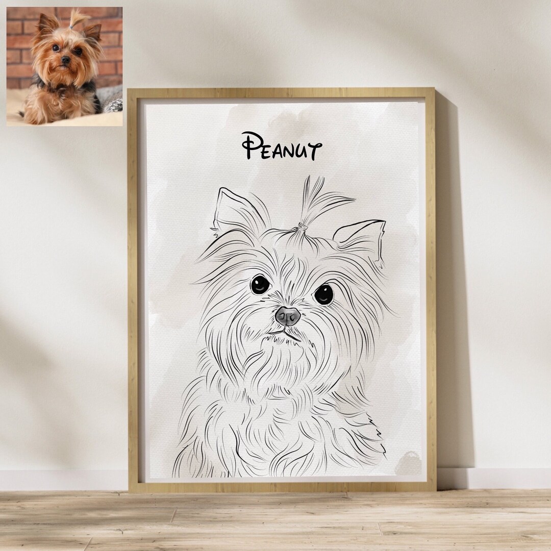 Custom Pet Line Art Portrait, Custom Dog Line Art ,cat Art, Dog ...