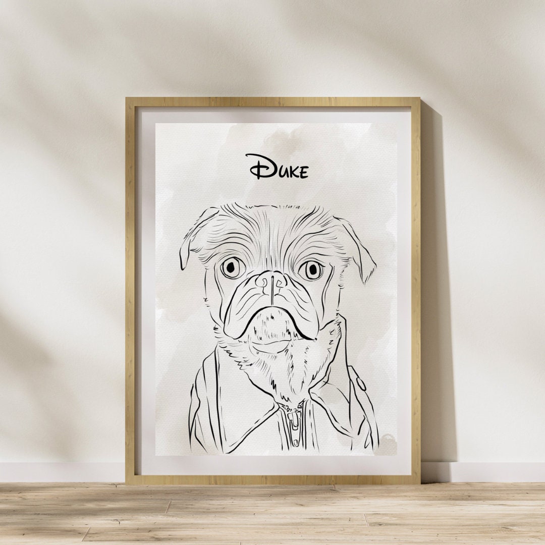 Custom Pet Line Art Portrait, Custom Dog Line Art ,cat Art, Dog ...