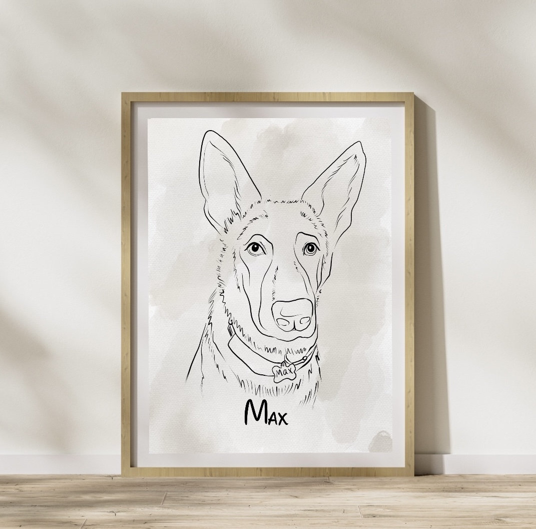Custom Pet Line Art Portrait, Custom Dog Line Art ,cat Art, Dog ...