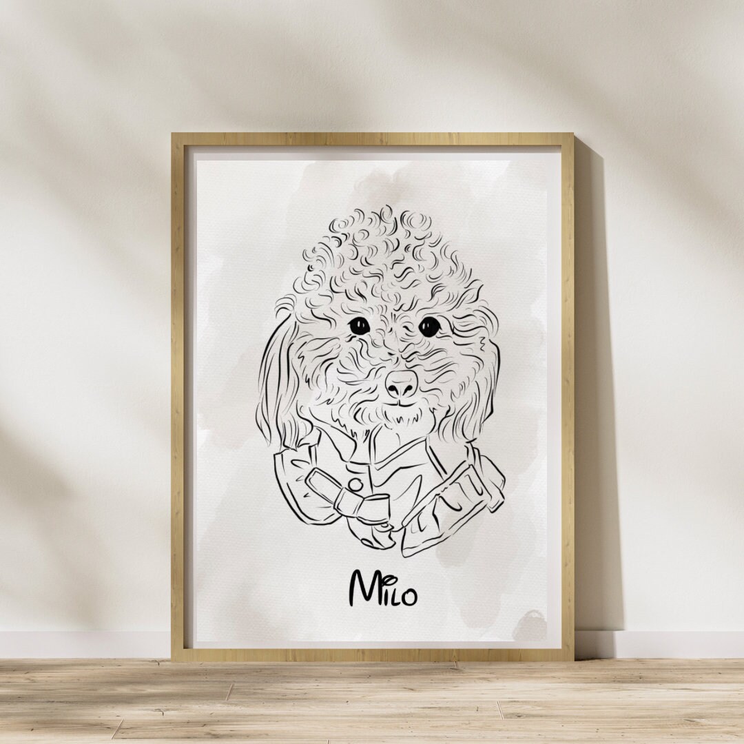 Custom Pet Line Art Portrait, Custom Dog Line Art ,cat Art, Dog ...