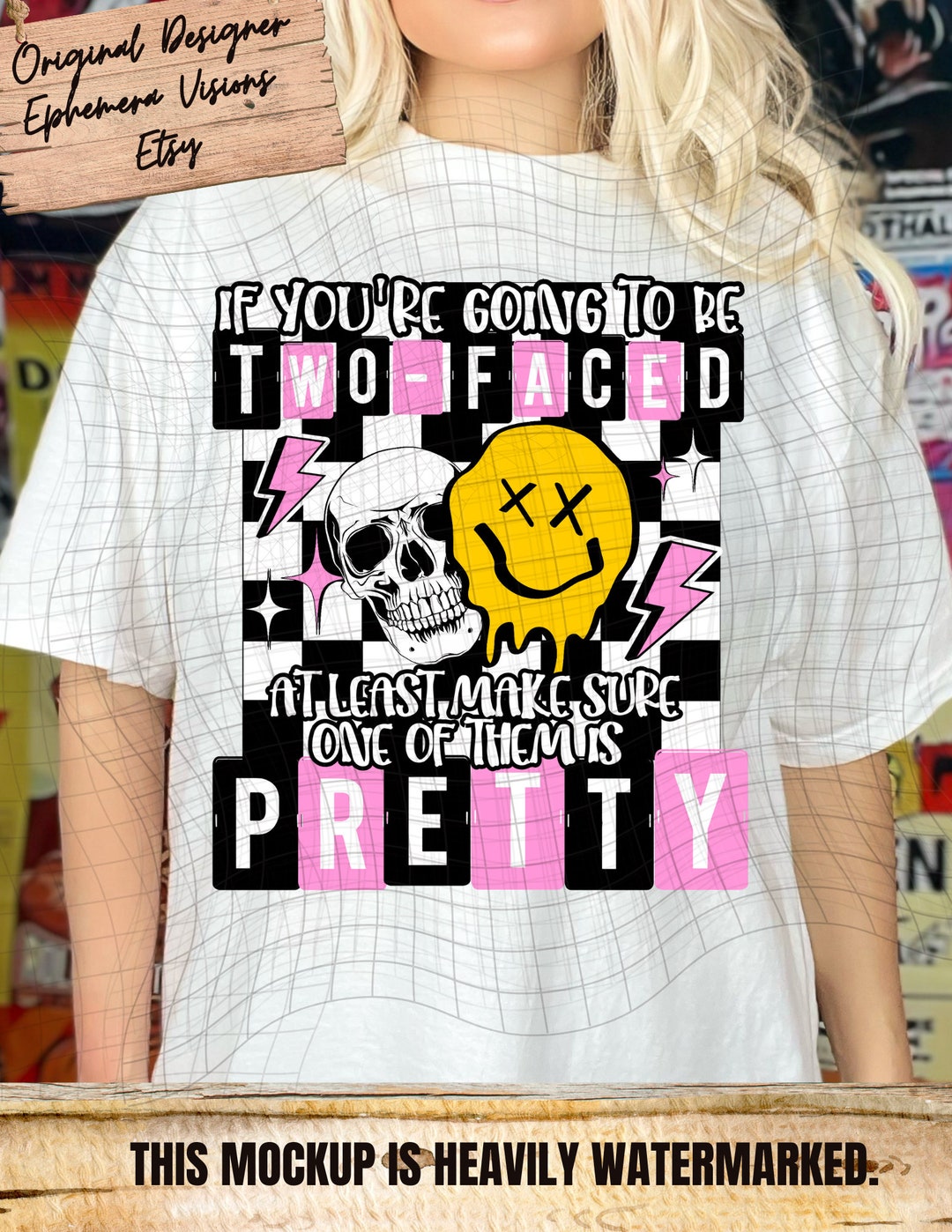 Two Faced Png, Retro Checkered Design , Skull Checkered PNG Sublimation ...