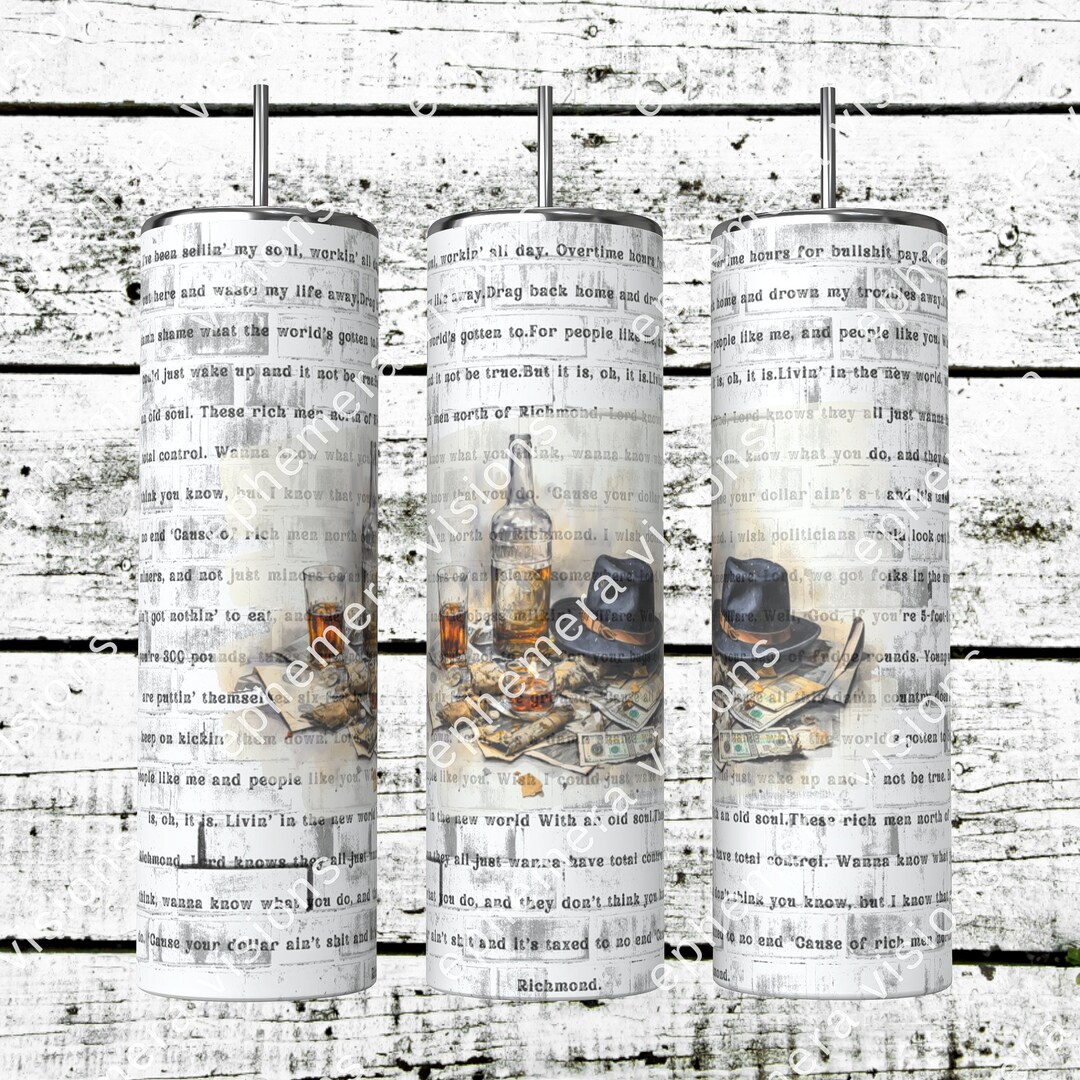 Oliver Anthony Tumbler Wrap Png, Rich Men North of Richmond Tumbler ...