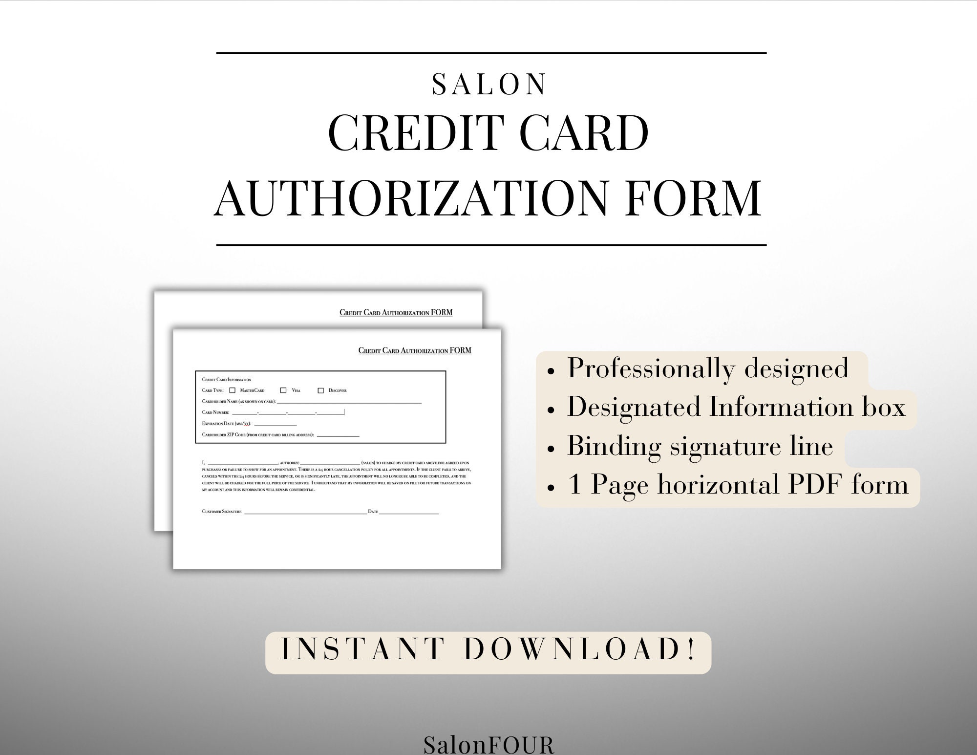 Credit Card Authorization Form - Etsy