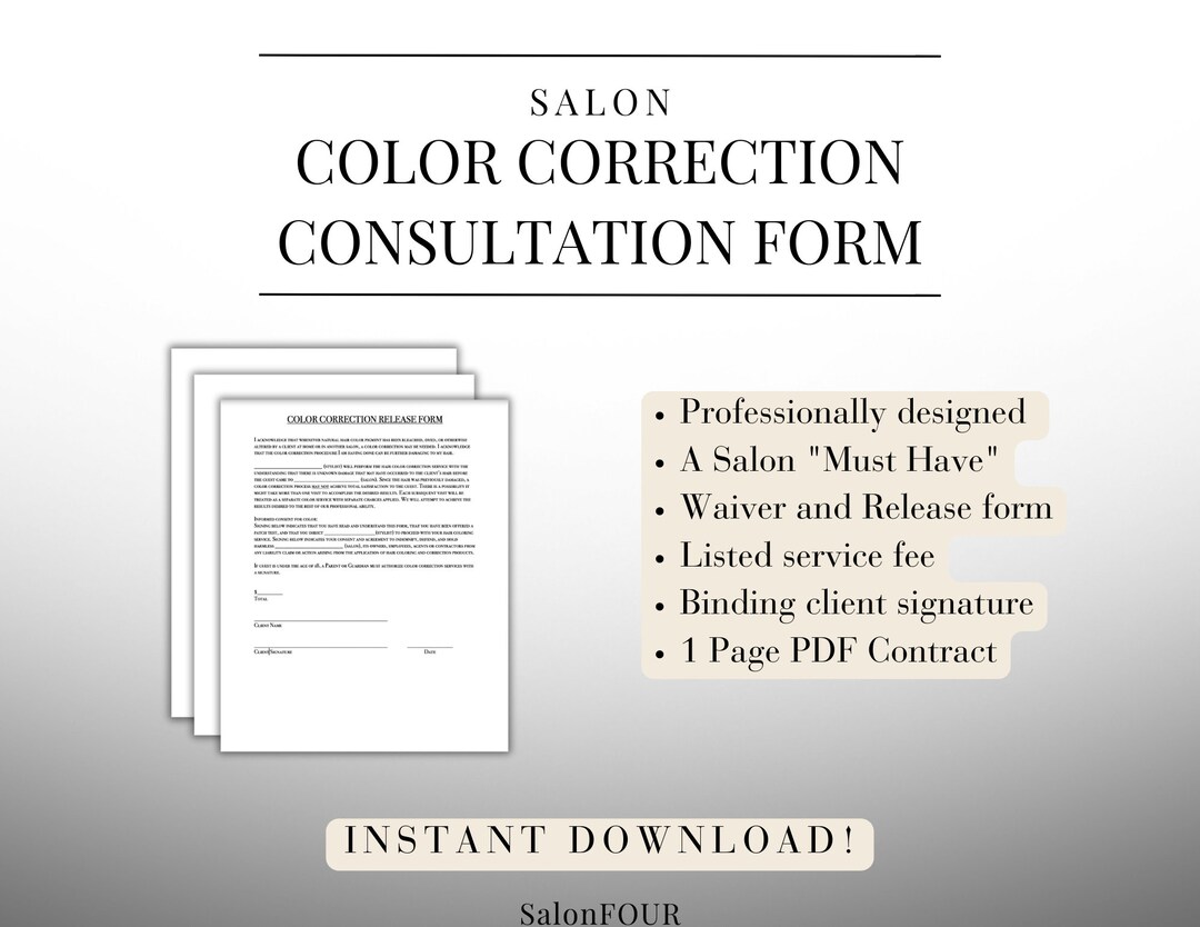 Color Correction Release Form - Etsy
