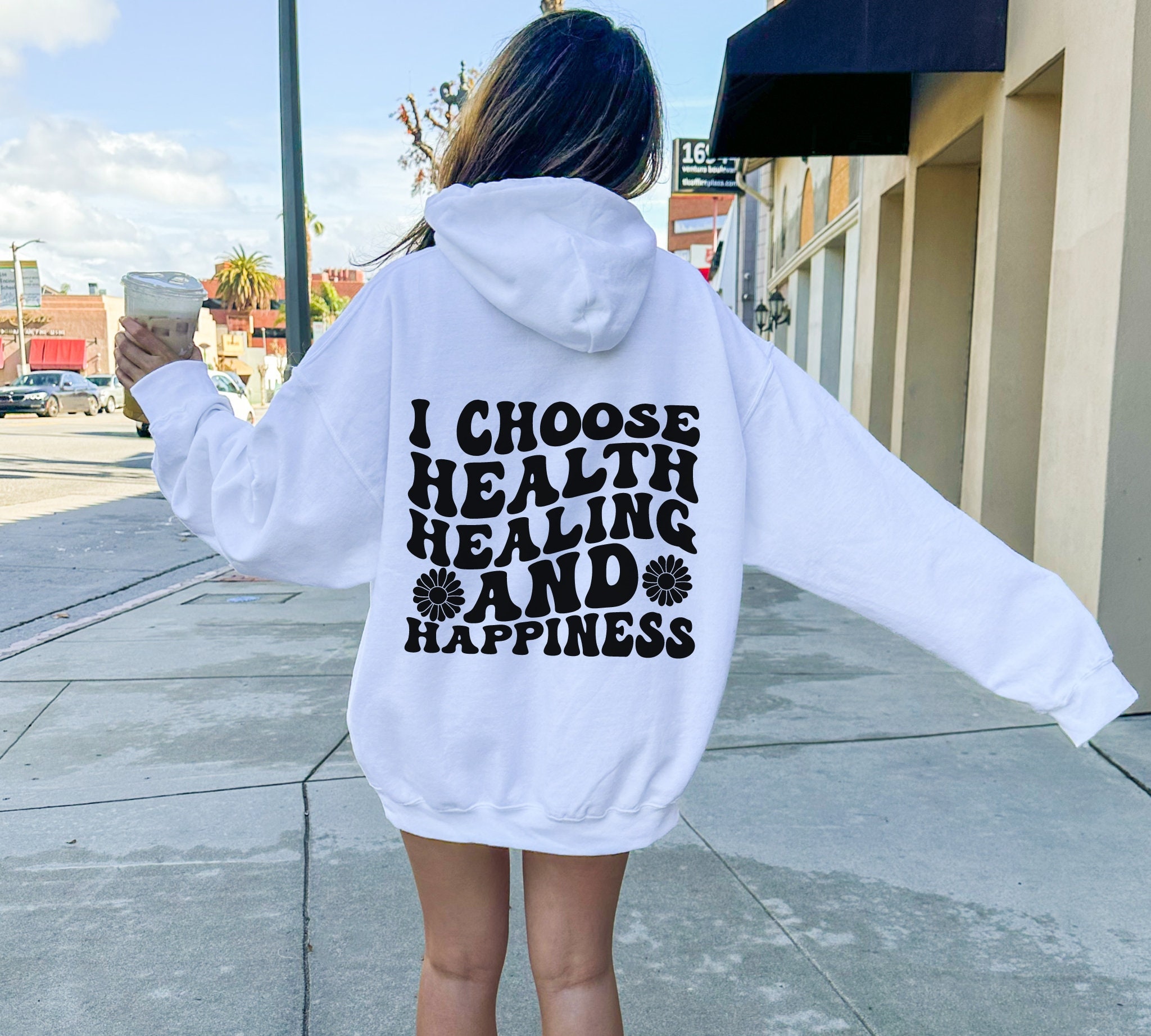 Mental Health Awareness Hoodie, Positive Happy Hoodie, Words on Back ...