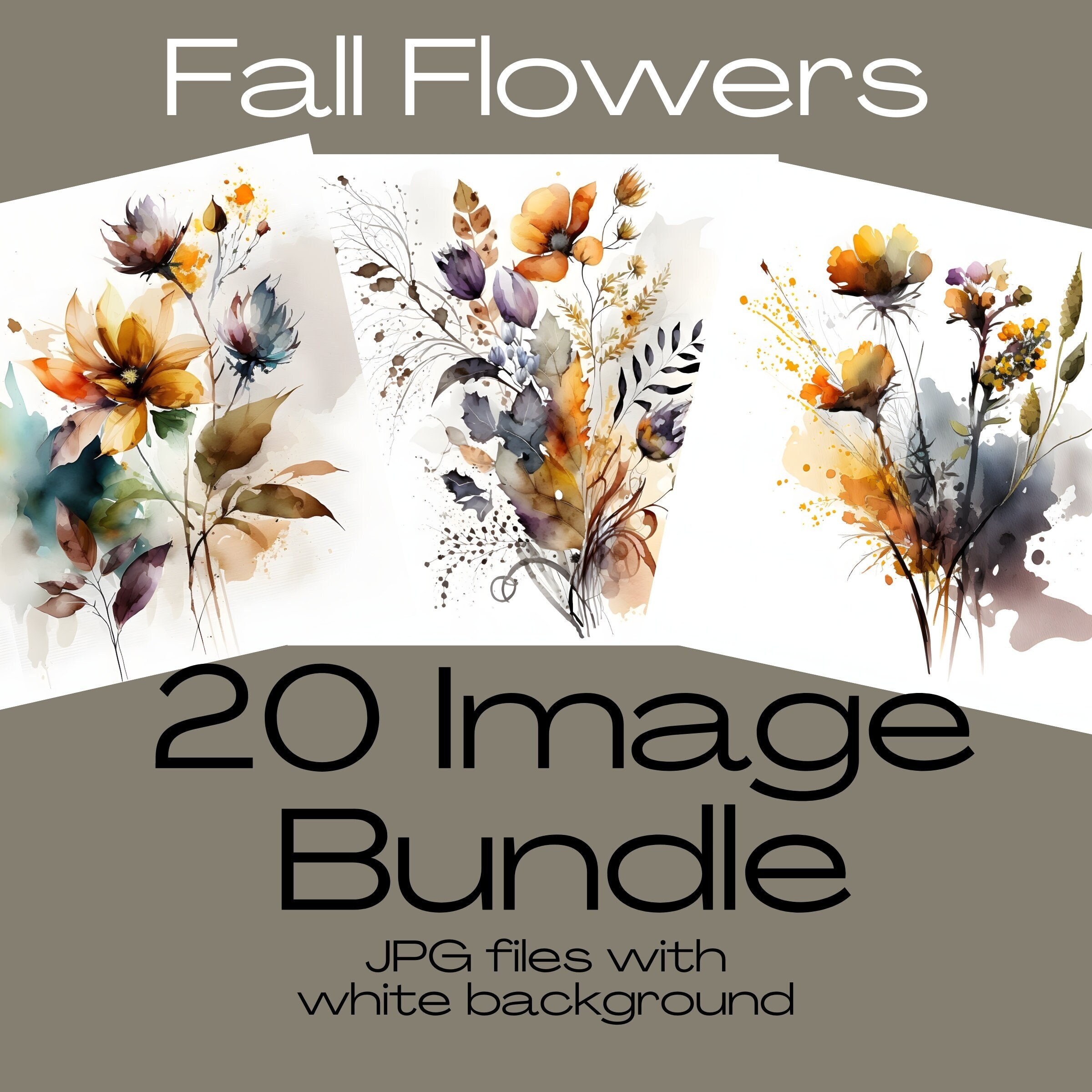 Watercolor Fall Flowers, Printable Wall Art, Downloadable Prints ...