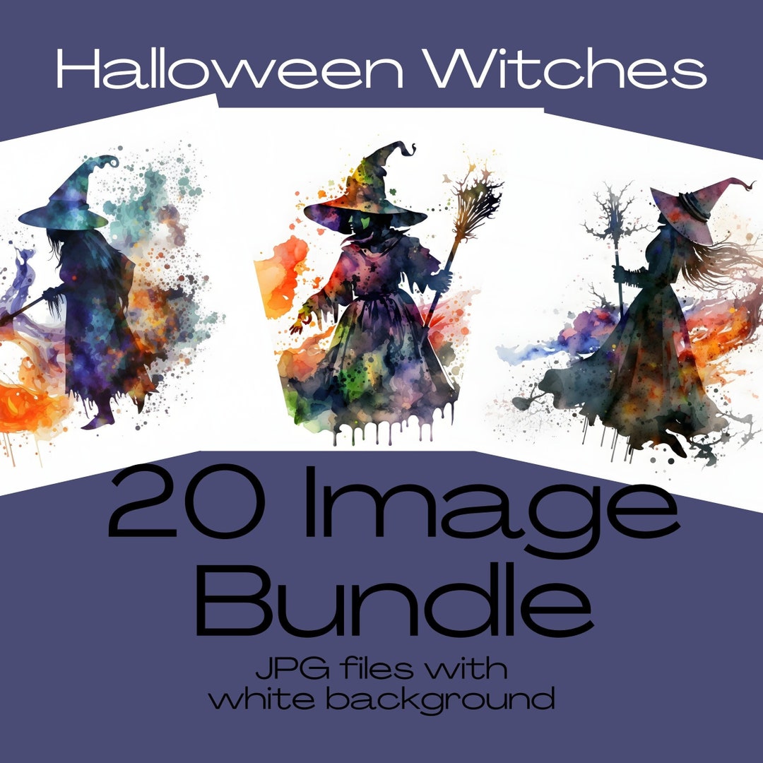 Witch Wall Art, Watercolor Clipart, Witch Clipart, Commercial Use Art ...