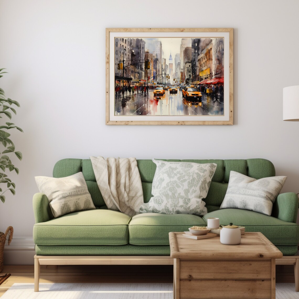 Busy Urban Landscape, City Life Wall Art, Fall City Life, Watercolor ...