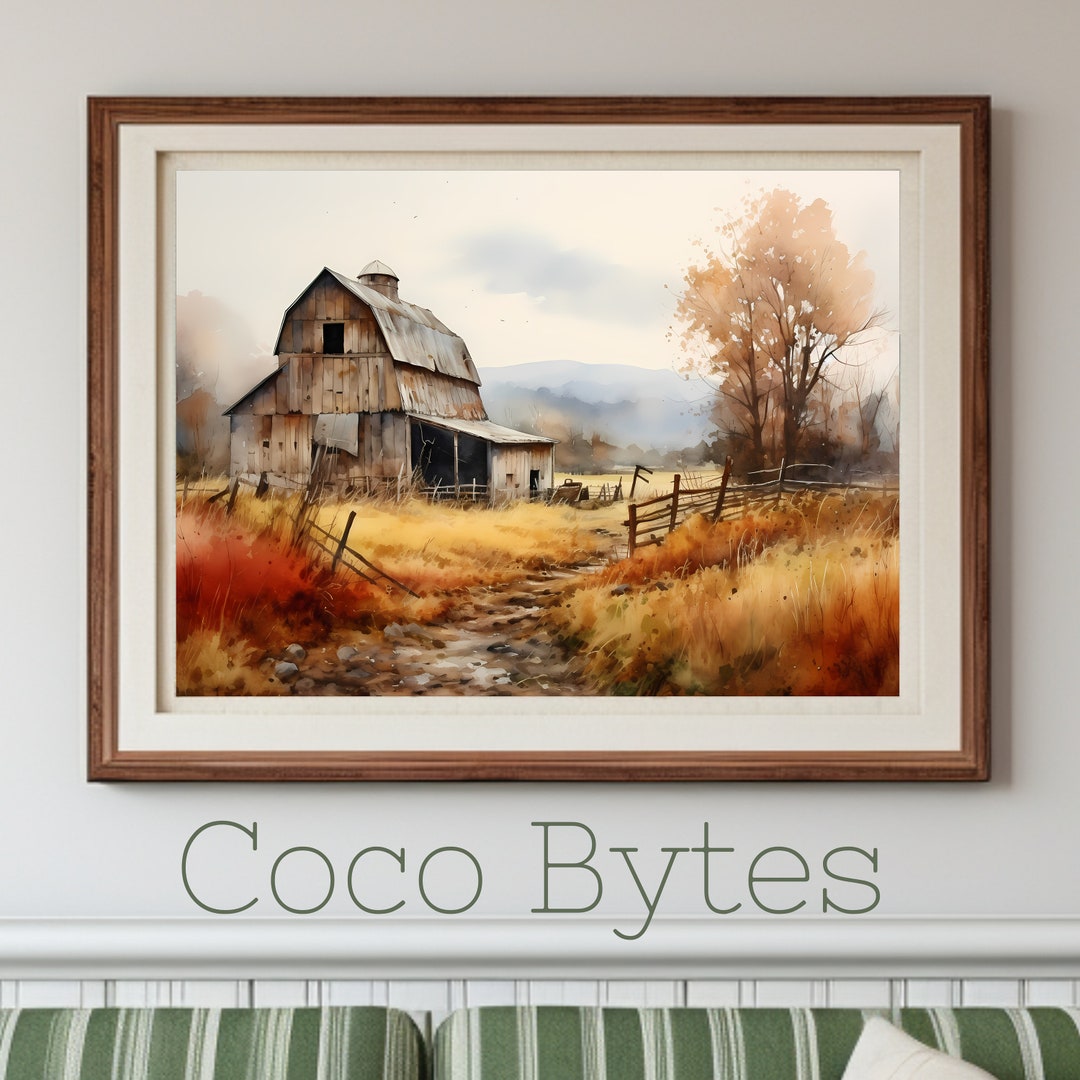 Rustic Barn Art, Fall Wall Decor, Country Barn Decor, Autumn Wall Art ...