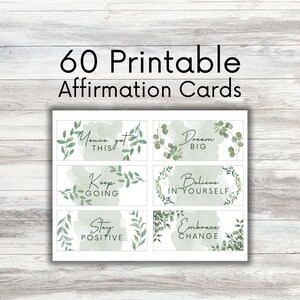 60 Motivational Affirmation Cards Printable, Digital Download, Positive ...