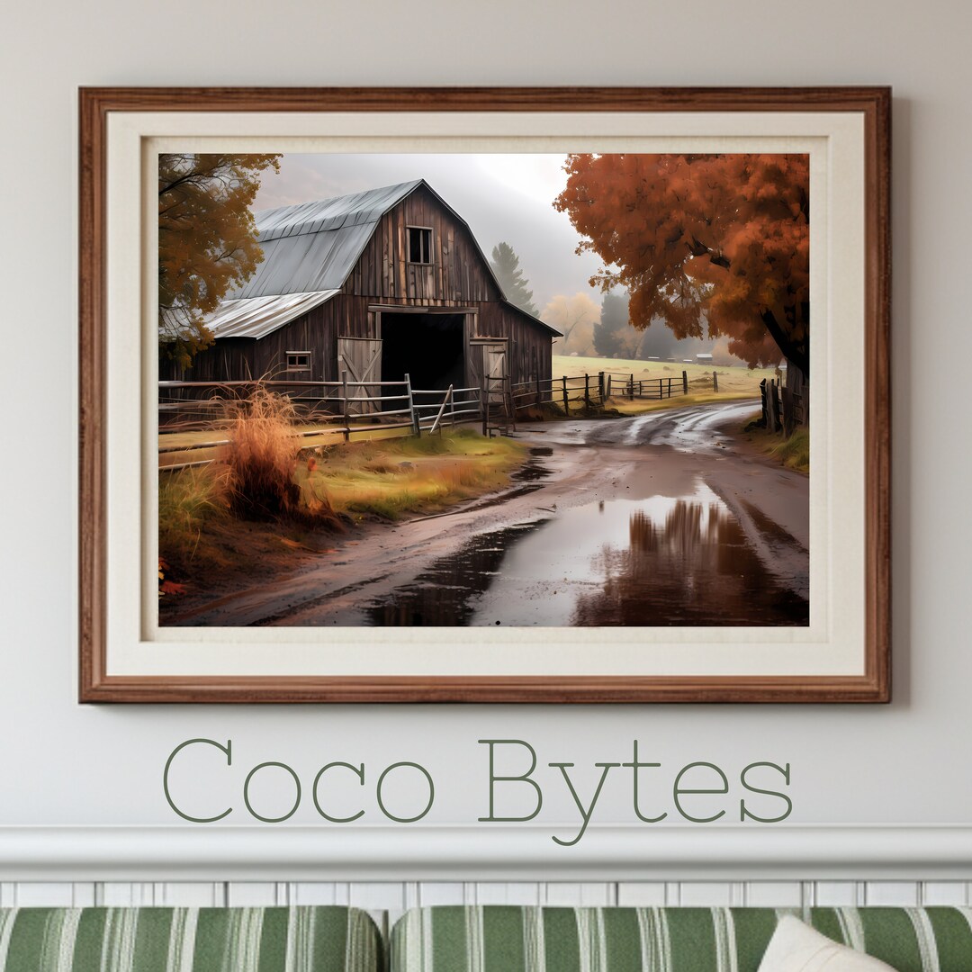 Rustic Barn Art, Fall Wall Decor, Country Barn Decor, Autumn Wall Art ...