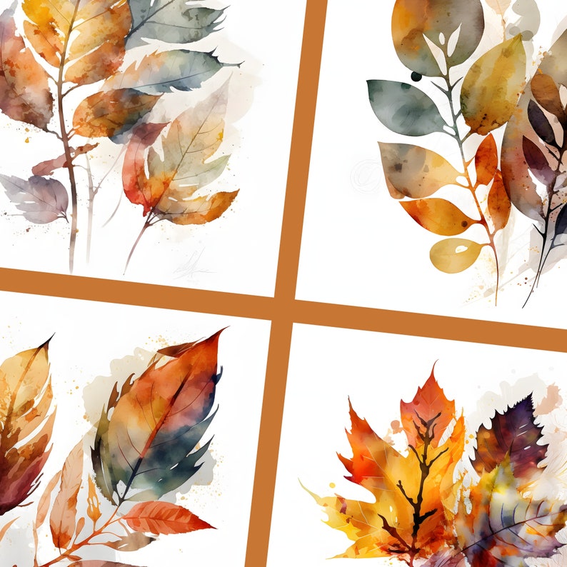 Watercolor Fall Leaves Clipart, Autumn Clipart, Fall Clipart ...
