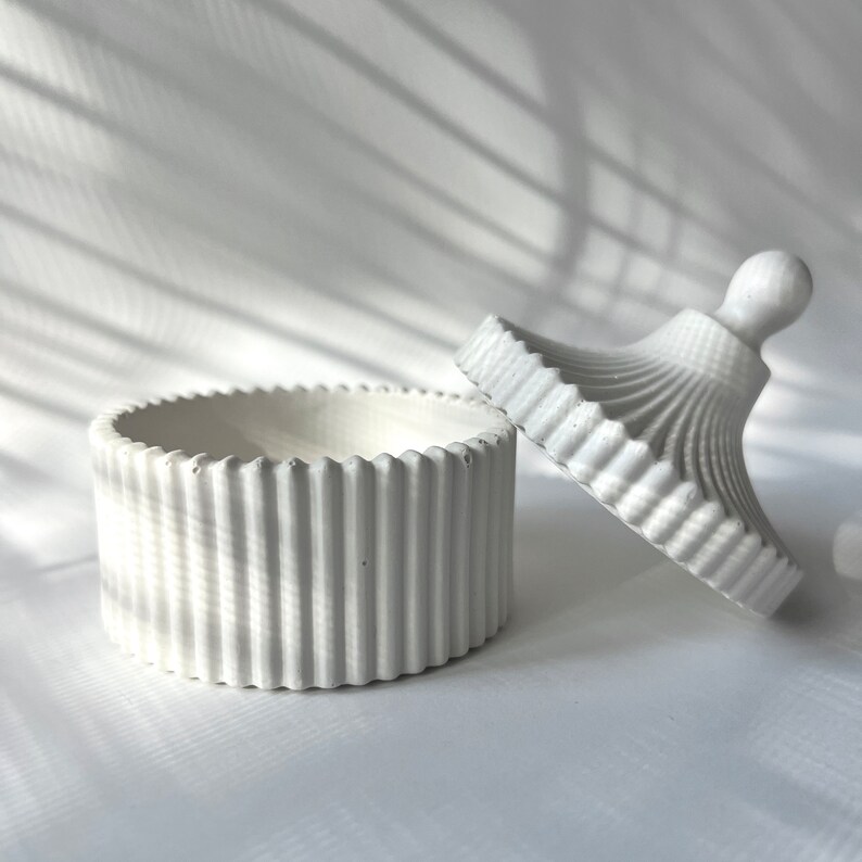 Round Ribbed Jewelry Box Pot With Lid, Ring Trinket Storage Box, Empty ...