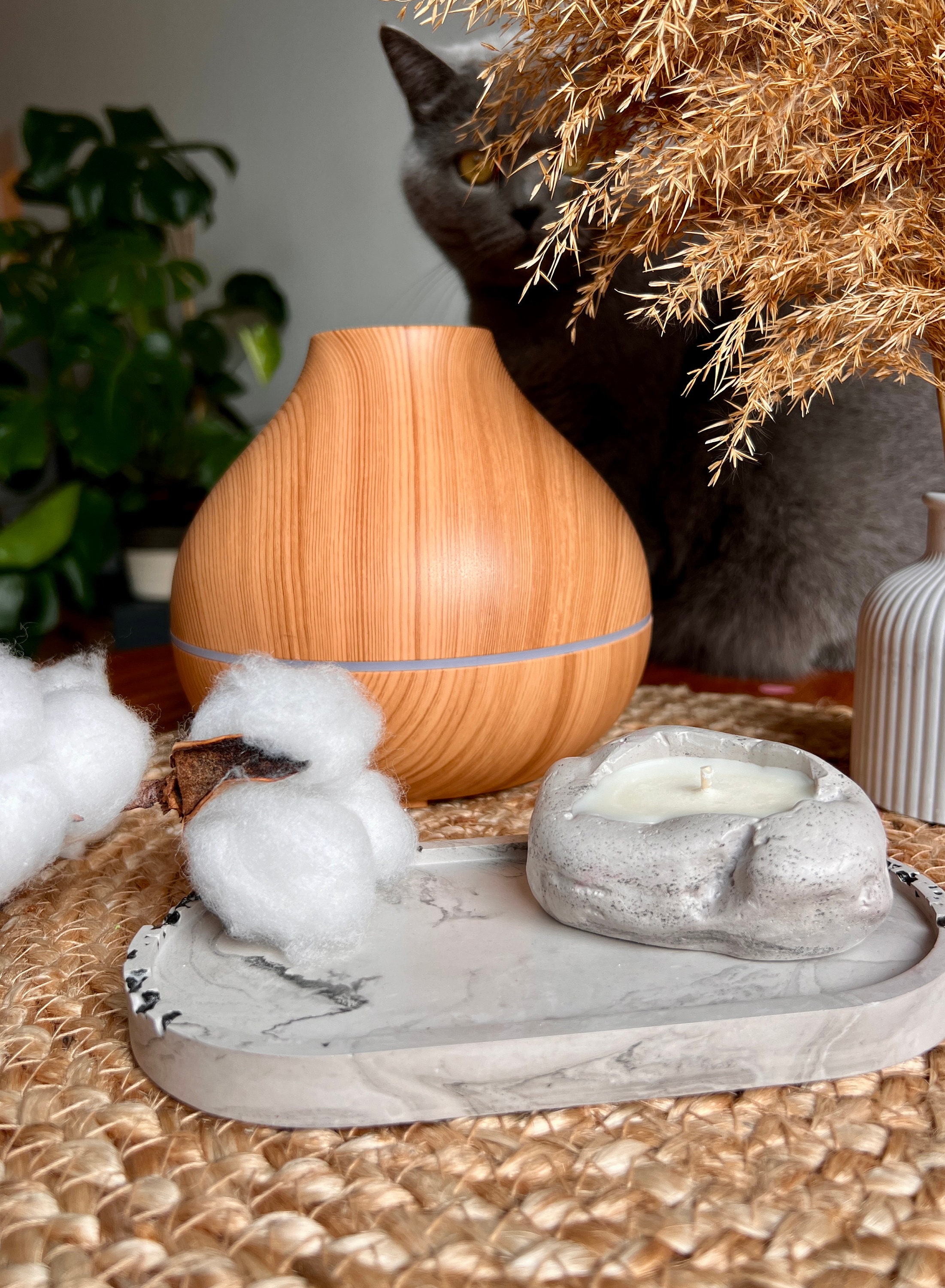 Stone Rock Shape Scented Natural Soy Aroma Candle, Gypsym Pebble in ...