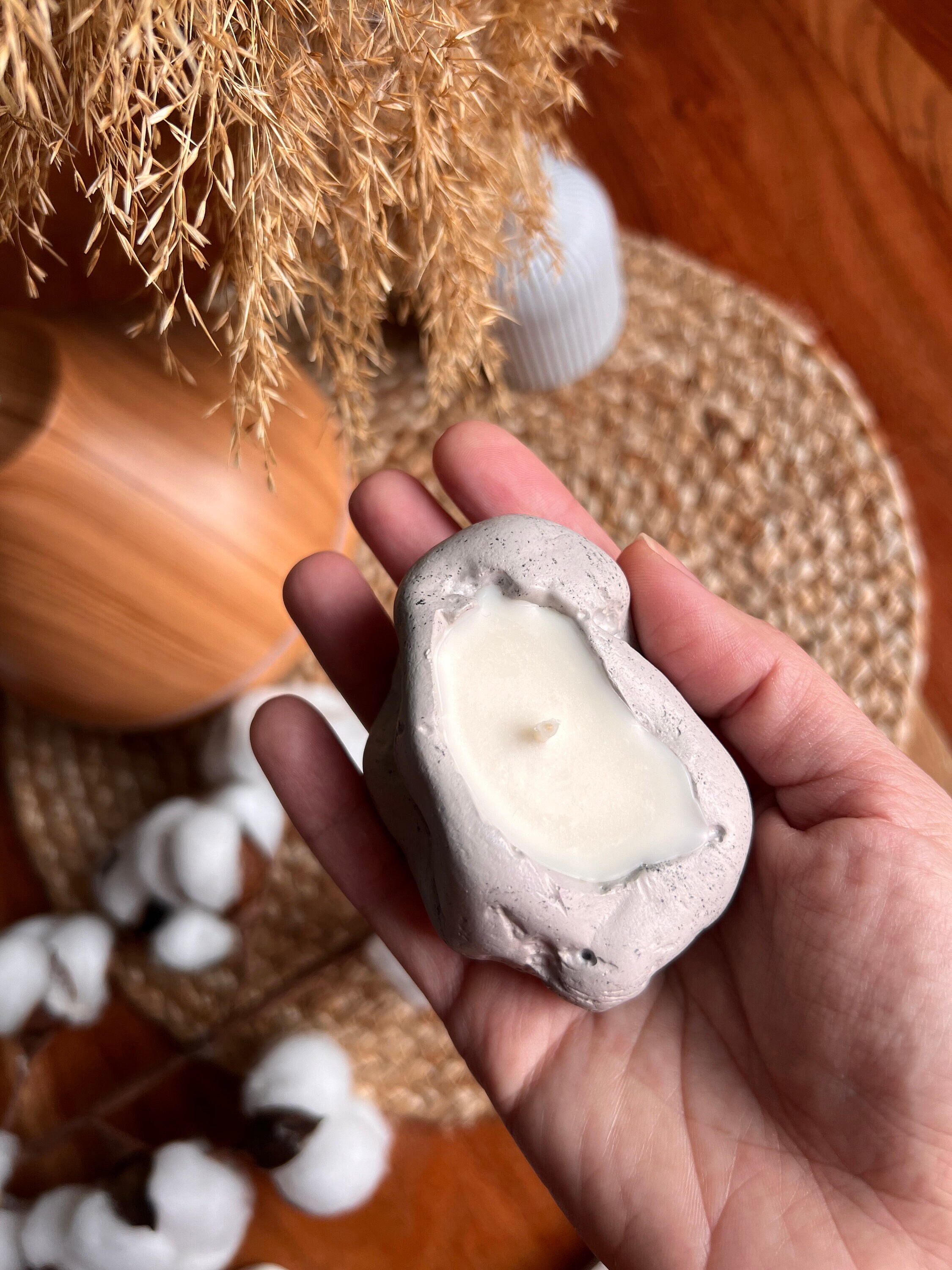 Stone Rock Shape Scented Natural Soy Aroma Candle, Gypsym Pebble in ...