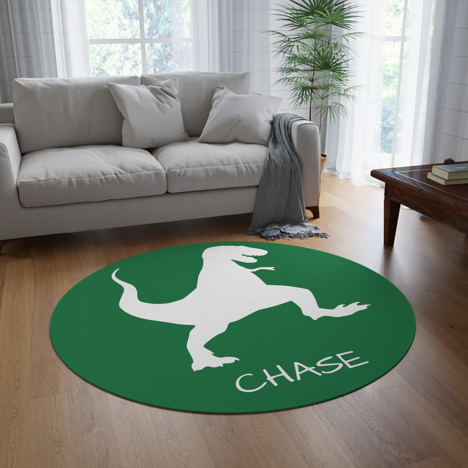 Personalized T-rex Kids Circle Rug - Etsy