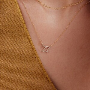 Diamond Number Necklace in 14K Solid Gold | 14K Gold Lucky Number ...