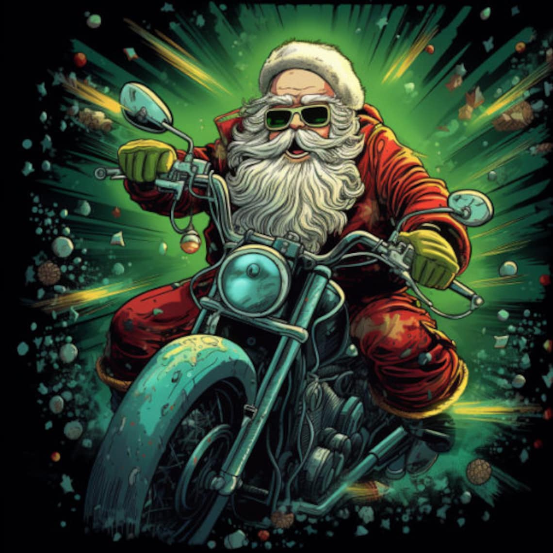 Biker Santa Clipart, 5 High Quality PNG, Digital Download, Card Making ...