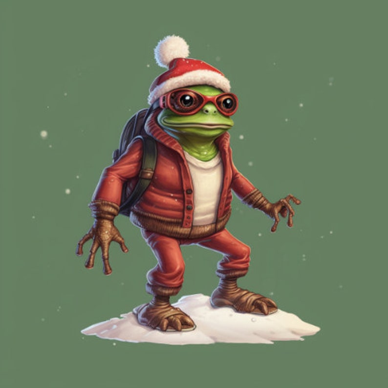 Frog Santa Clipart, 9 High Quality PNG, Digital Download, Card Making ...