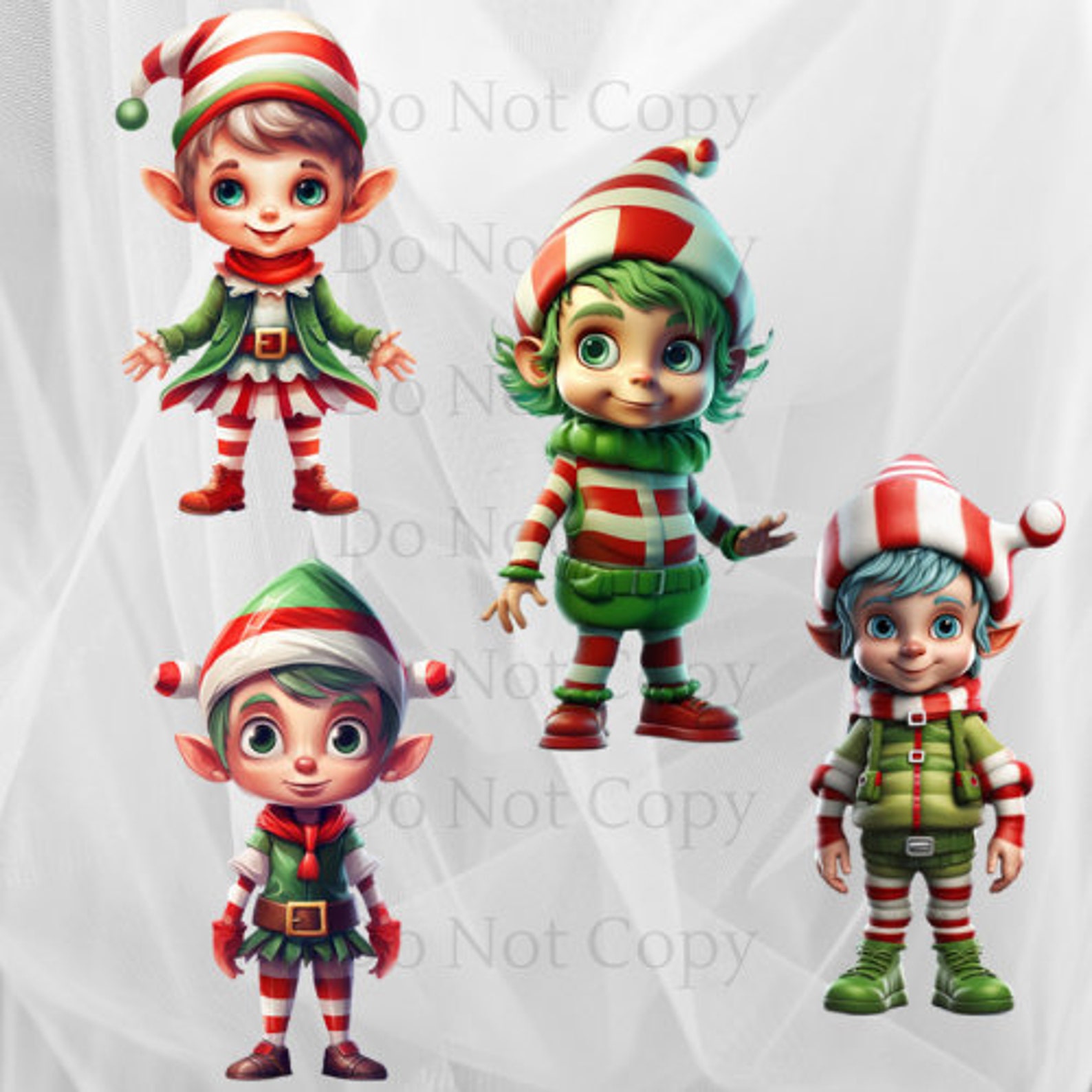 Elf Clipart 13 Elf PNG Set Santa Elf Christmas Elf Retro - Etsy