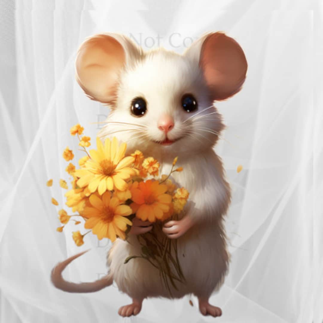 Mouse With Flowers Clipart, 10 PNG, Field Mouse, White Mouse, Daisy PNG ...