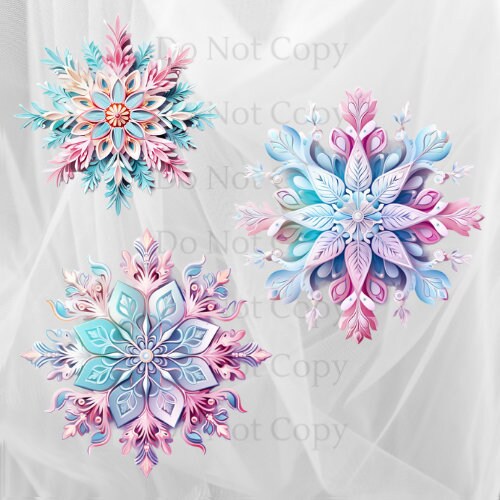 Pastel Snowflake Clipart, 10 High Quality PNG, Digital Download, PNG ...