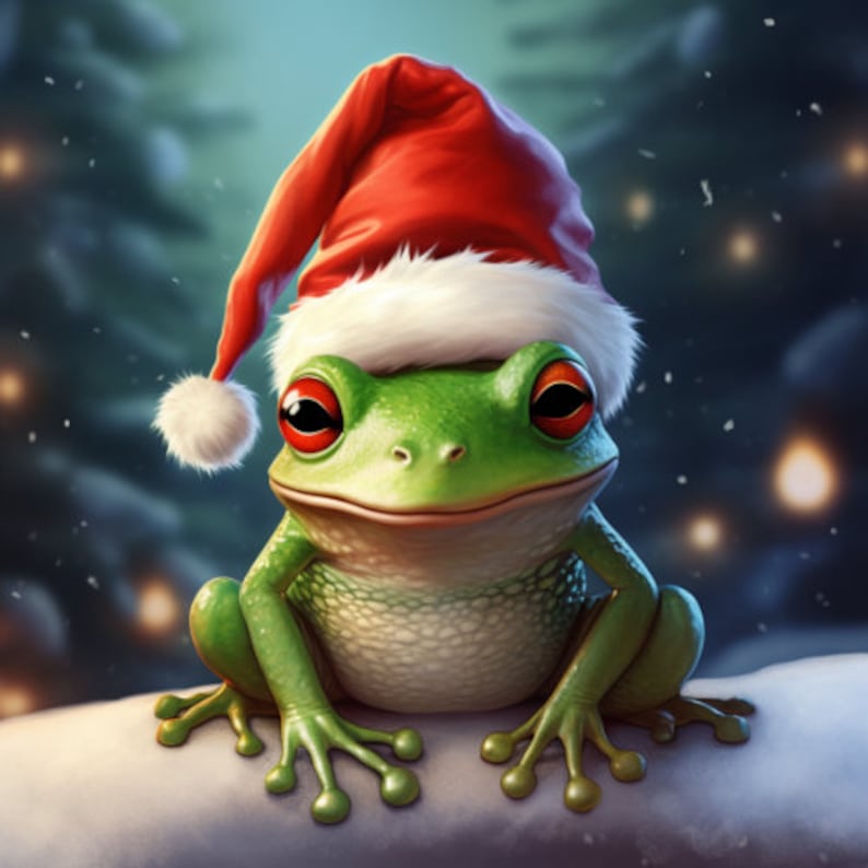 Frog Santa Clipart, 7 High Quality PNG, Digital Download, Card Making ...