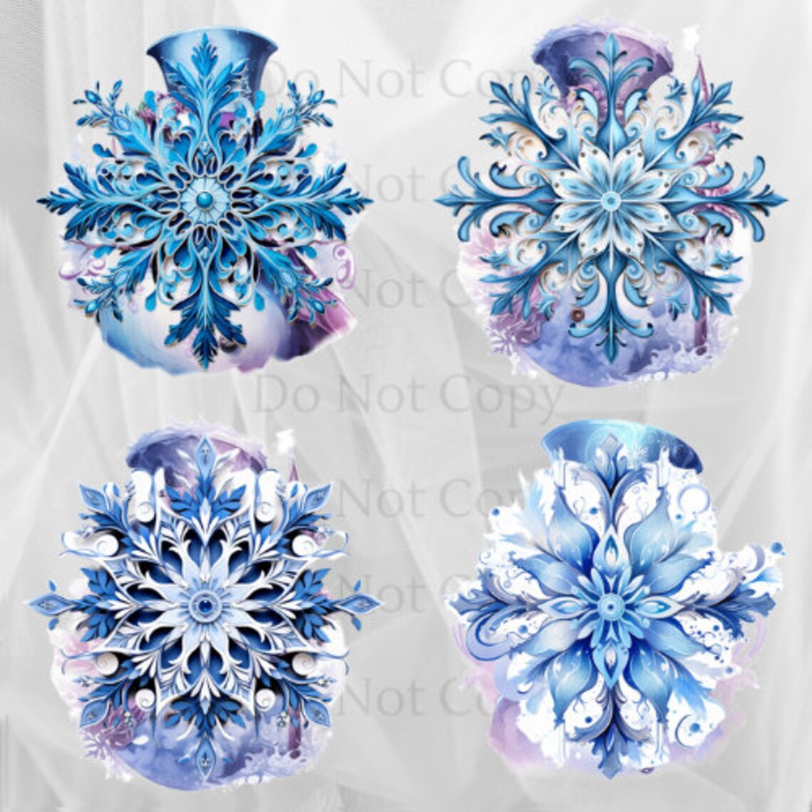 Blue Snowflake Clipart, 12 High Quality PNG, Digital Download, PNG Set ...