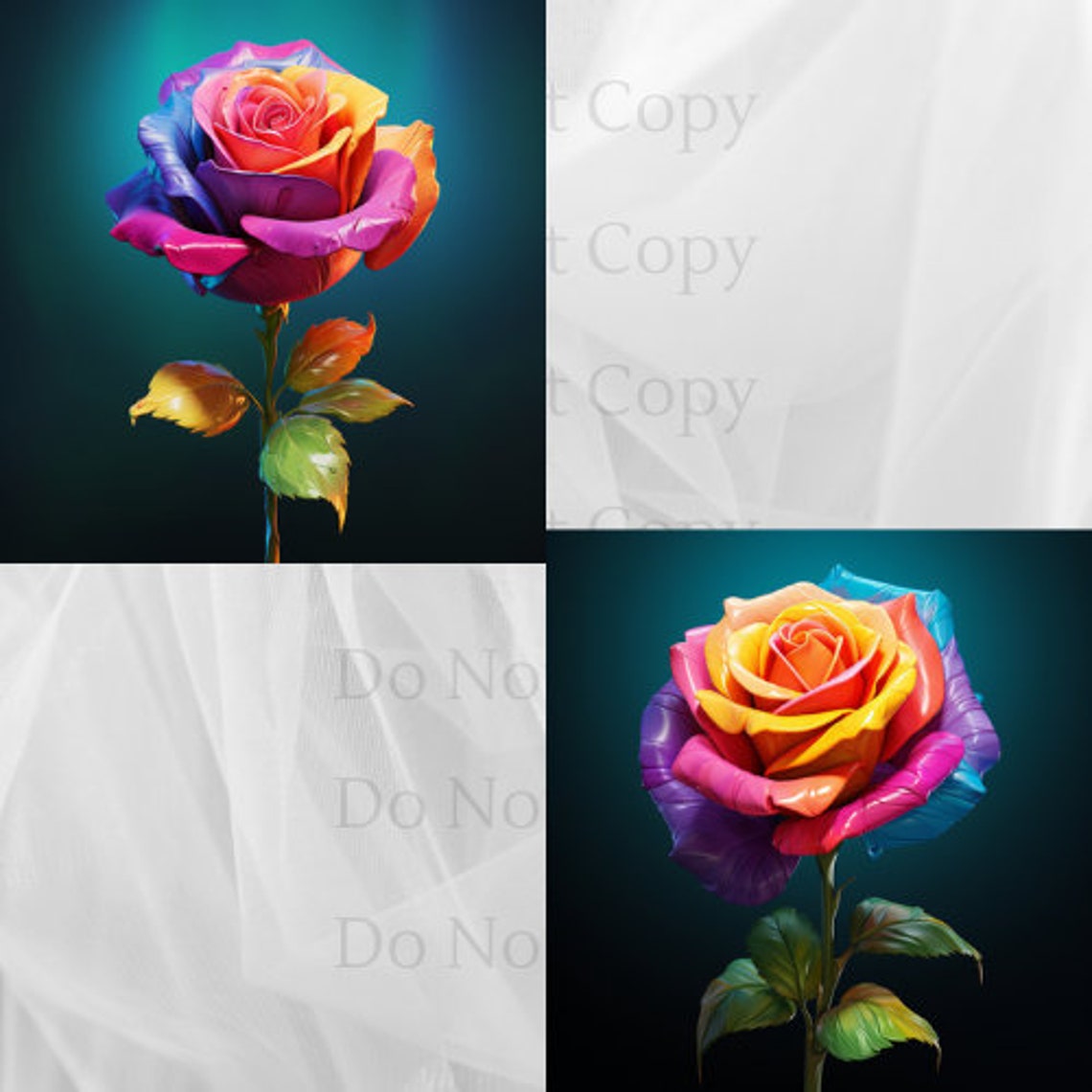 Rainbow Rose Clipart, 7 Flower PNG, Rose PNG, Colorful Flowers, Flowers ...