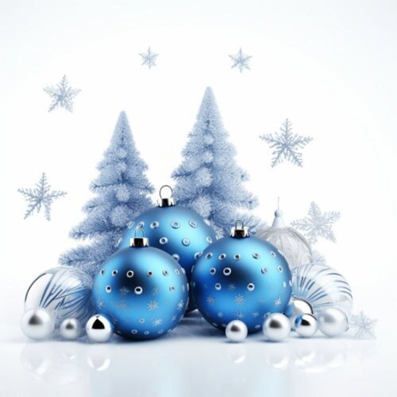 Blue Christmas Clipart, 8 High Quality PNG, Digital Download, Card ...