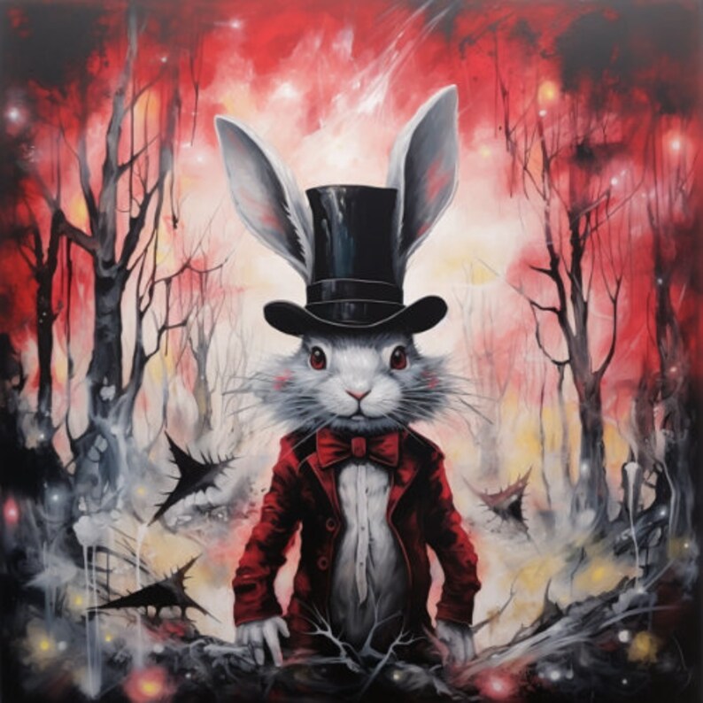 Easter Bunny Clipart, 8 High Quality PNG, Mad Hatter Digital Download, Pink Rabbit, Commercial ...