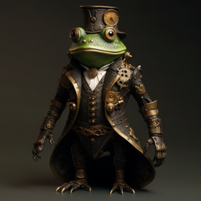 Steampunk Frog Clipart, 4 High Quality PNG, Digital Download, Card ...