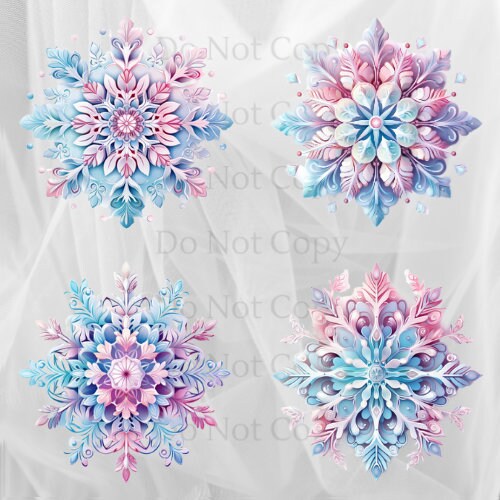 Pastel Snowflake Clipart, 10 High Quality PNG, Digital Download, PNG ...