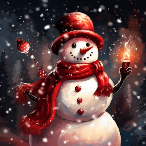 Red Snowman Clipart, 12 High Quality PNG, Digital Download, Card Making ...