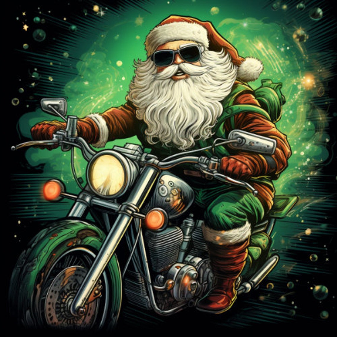 Biker Santa Clipart, 5 High Quality PNG, Digital Download, Card Making ...