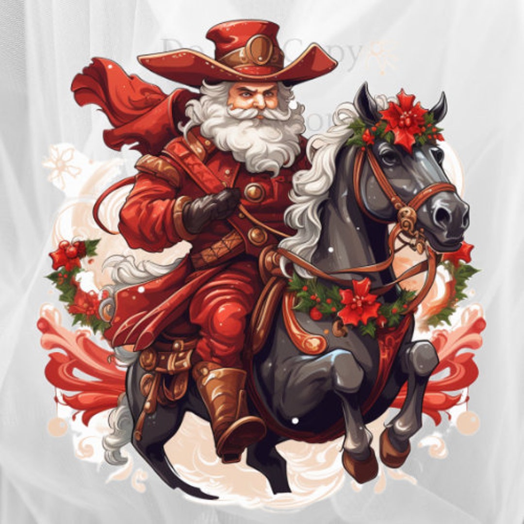 Cowboy Santa Clipart, 4 High Quality PNG, Digital Download, Card Making ...