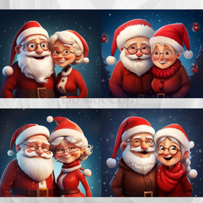 Santa and Mrs. Clause Clipart, 10 High Quality PNG, Digital Download ...